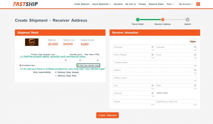 How to Create Shipment - Fastship.co