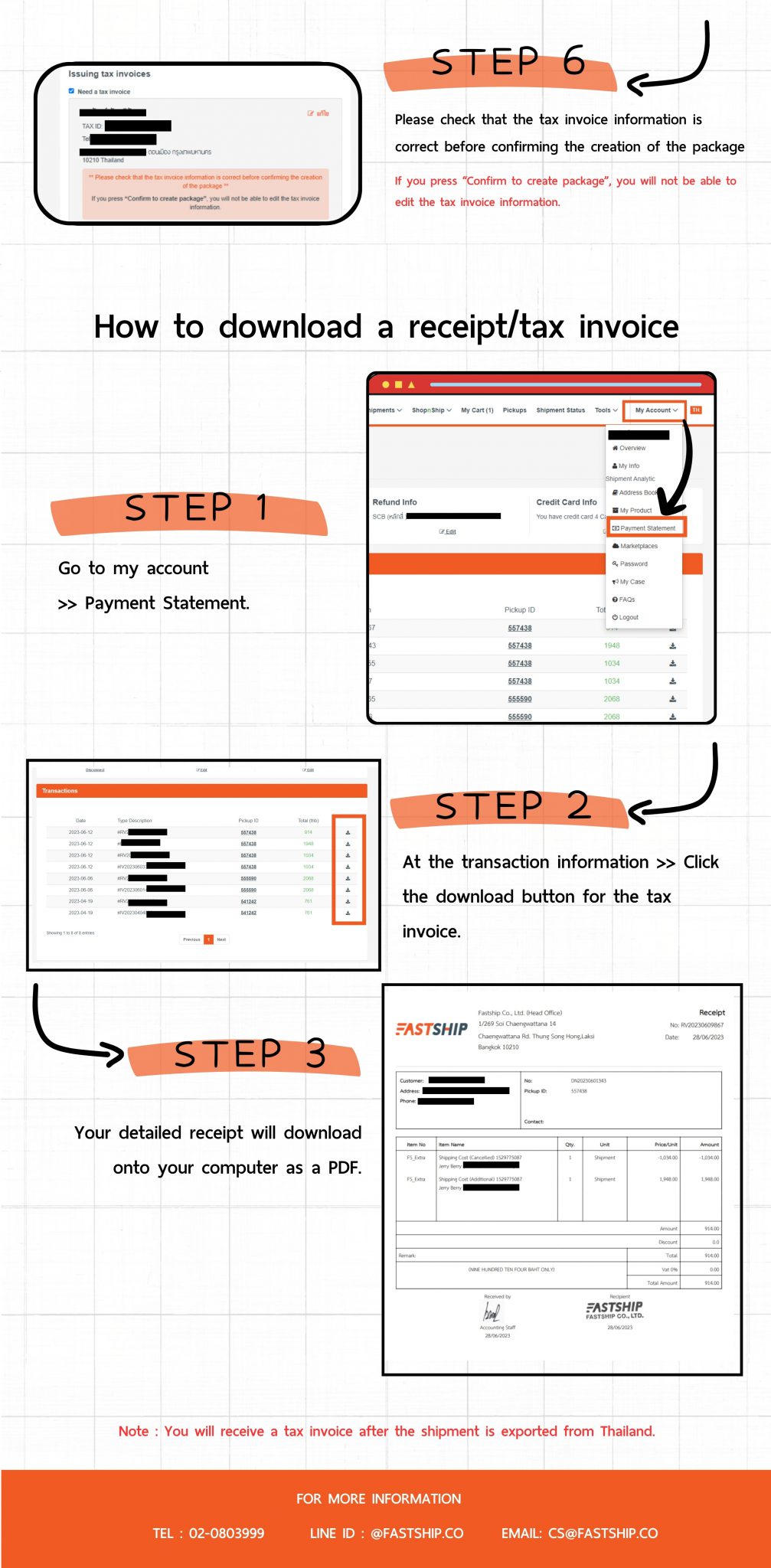 How to request a receipt/tax Invoice - Fastship.co